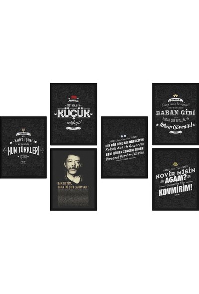 Hero Tasarım Yeşilçam Yazı 6 Parça Mdf TABLOGMZ164