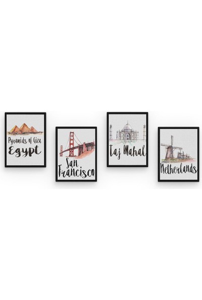 Hero Tasarım Başkentler 4 Parça Mdf TABLOSLA556