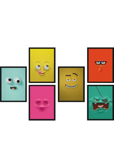 Hero Tasarım Sevimli Yüzler 6 Parça Mdf TABLOGMZ200