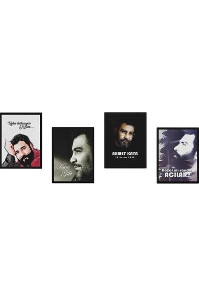Hero Tasarım Ahmet Kaya 4 Parça Mdf TABLOSLA151 Hero Tasarım Ahmet Kaya 4 Parça Mdf TABLOSLA151