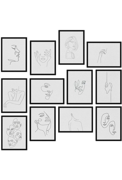 Hero Tasarım Soyut Çizim 12 Parça Mdf TABLOZLLTB181