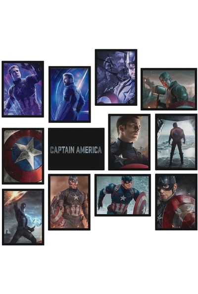 Hero Tasarım Captain America 12 Parça Mdf TABLOZLLTB322 Hero Tasarım Captain America 12 Parça Mdf TABLOZLLTB322