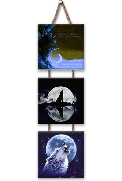 Hero Tasarım Kurt 3 Parça Ipli Mdf TABLOTGTB1300