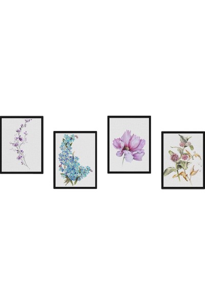 Hero Tasarım Çiçek 4 Parça Mdf TABLOSLA221
