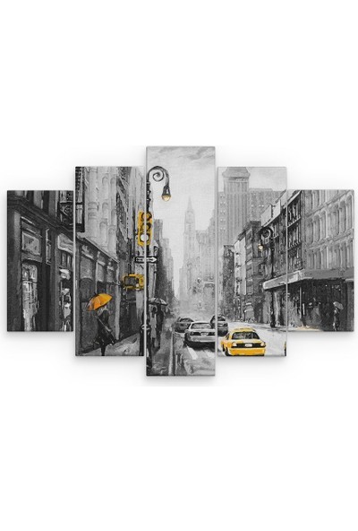 Hero Tasarım New York Sokakları 5 Parça Mdf TABLOTGTB436