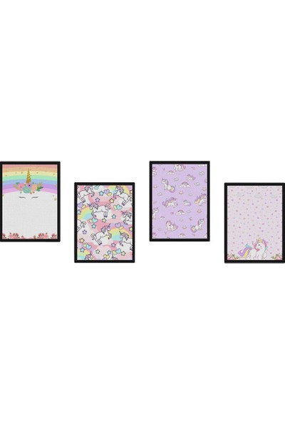 Hero Tasarım Unicorn 4 Parça Mdf TABLOSLA193 Hero Tasarım Unicorn 4 Parça Mdf TABLOSLA193