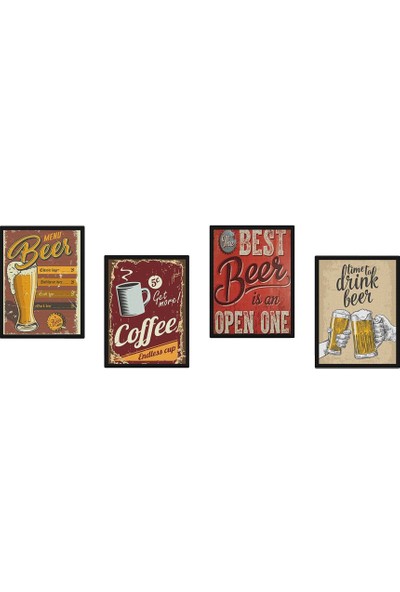 Hero Tasarım Beer 4 Parça Mdf TABLOSLA286 Hero Tasarım Beer 4 Parça Mdf TABLOSLA286