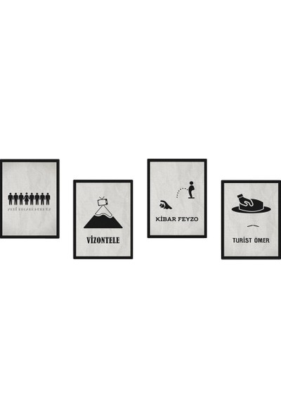 Hero Tasarım Yeşilçam Filmleri 4 Parça Mdf TABLOSLA175