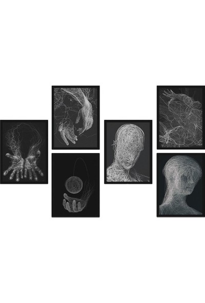 Hero Tasarım Siyah Beyaz 6 Parça Mdf TABLOGMZ303 Hero Tasarım Siyah Beyaz 6 Parça Mdf TABLOGMZ303