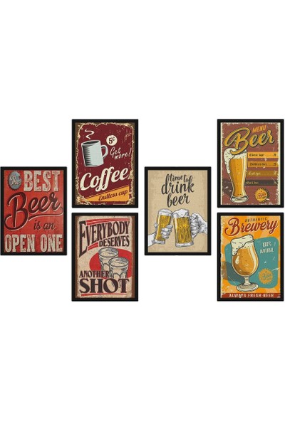 Hero Tasarım Beer 6 Parça Mdf TABLOGMZ239 Hero Tasarım Beer 6 Parça Mdf TABLOGMZ239