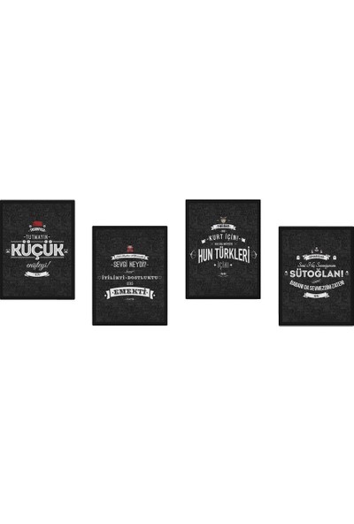 Hero Tasarım Yeşilçam Yazı 4 Parça Mdf TABLOSLA170