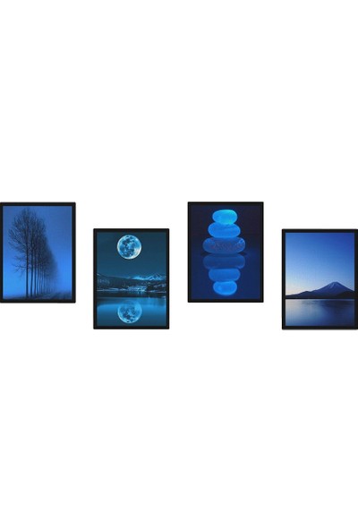 Hero Tasarım Mavi 4 Parça Mdf TABLOSLA394