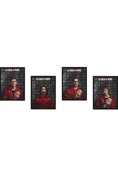 Hero Tasarım La Casa De Papel 4 Parça Mdf TABLOSLA274