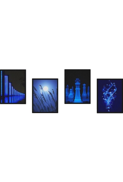 Hero Tasarım Mavi 4 Parça Mdf TABLOSLA396
