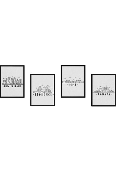 Hero Tasarım Şehirler 4 Parça Mdf TABLOSLA345