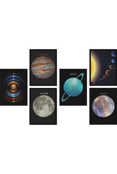 Hero Tasarım Gezegenler 6 Parça Mdf TABLOGMZ262