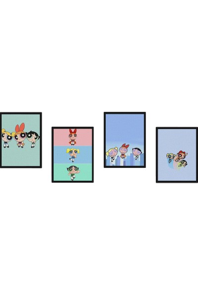 Hero Tasarım Powerpuff Girl 4 Parça Mdf TABLOSLA256 Hero Tasarım Powerpuff Girl 4 Parça Mdf TABLOSLA256