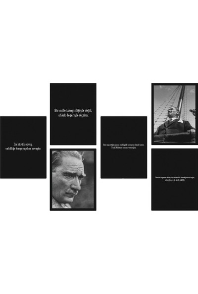 Hero Tasarım Atatürk 6 Parça Mdf TABLOGMZ287 Hero Tasarım Atatürk 6 Parça Mdf TABLOGMZ287