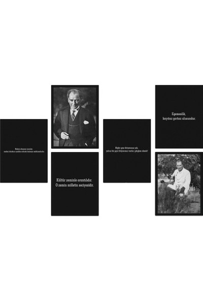 Hero Tasarım Atatürk 6 Parça Mdf TABLOGMZ288 Hero Tasarım Atatürk 6 Parça Mdf TABLOGMZ288