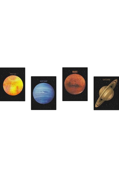 Hero Tasarım Gezegenler 4 Parça Mdf TABLOSLA319