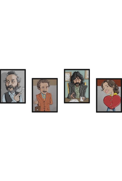 Hero Tasarım Ünlü Karikatür 4 Parça Mdf TABLOSLA331