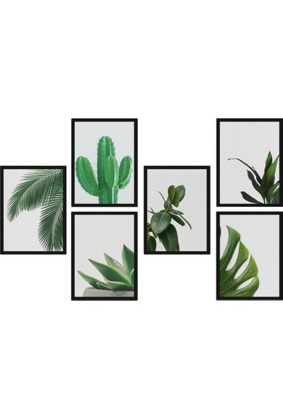 Hero Tasarım Yeşil Bitkiler 6 Parça Mdf TABLOGMZ293