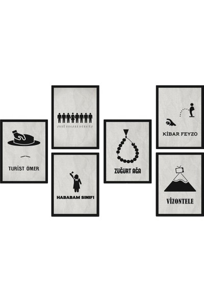 Hero Tasarım Yeşilçam Filmleri 6 Parça Mdf TABLOGMZ167