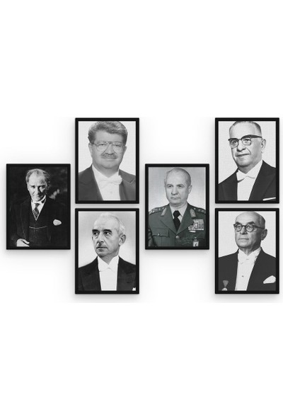 Hero Tasarım Türkiye Cumhurbaşkanları 6 Parça Mdf TABLOGMZ498