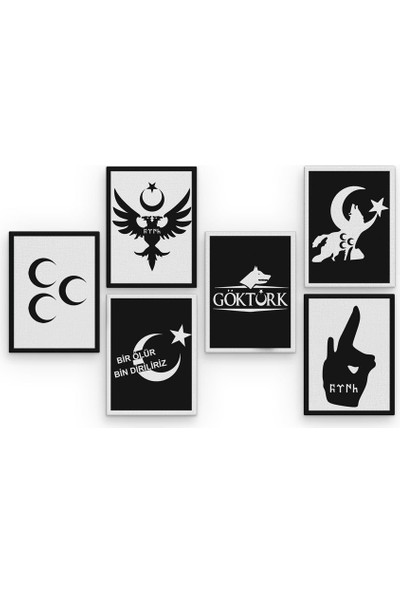 Hero Tasarım Ülkücü Işaretleri 6 Parça Mdf TABLOGMZ500