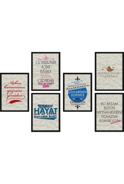 Hero Tasarım Kırışmış Kağıtlar 6 Parça Mdf TABLOGMZ229