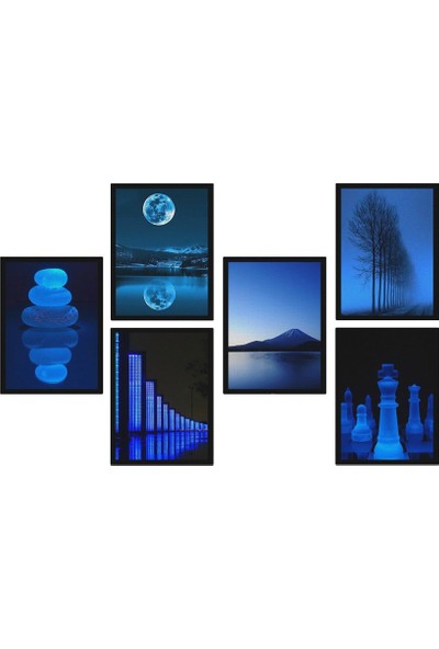 Hero Tasarım Mavi 6 Parça Mdf TABLOGMZ311
