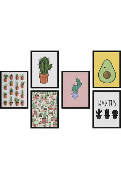 Hero Tasarım Kaktüs 6 Parça Mdf TABLOGMZ171