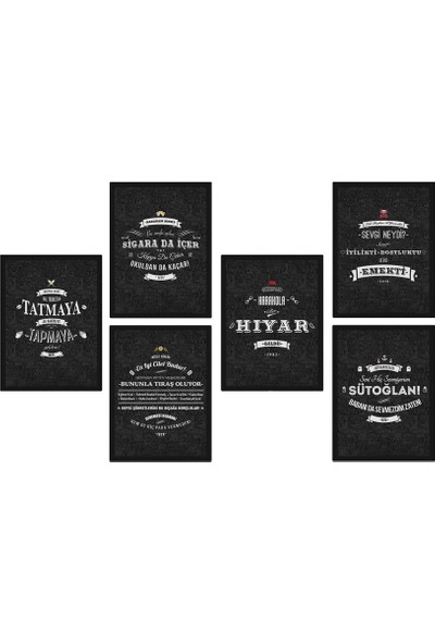 Hero Tasarım Yeşilçam Yazı 6 Parça Mdf TABLOGMZ163