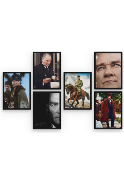 Hero Tasarım Mustafa Kemal Atatürk 6 Parça Mdf TABLOGMZ424 Hero Tasarım Mustafa Kemal Atatürk 6 Parça Mdf TABLOGMZ424