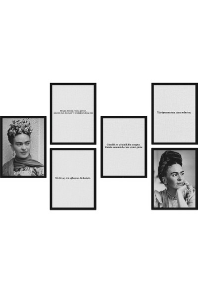 Hero Tasarım Frida Kahlo 6 Parça Mdf TABLOGMZ315 Hero Tasarım Frida Kahlo 6 Parça Mdf TABLOGMZ315