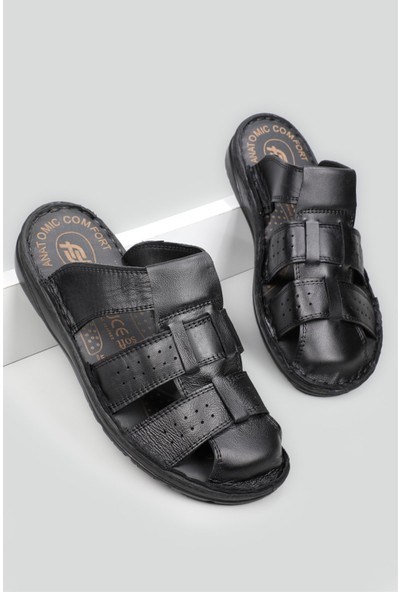 Felluce Deri Rahat Comfort Siyah Erkek Terlik 1045 Felluce Deri Rahat Comfort Siyah Erkek Terlik 1045