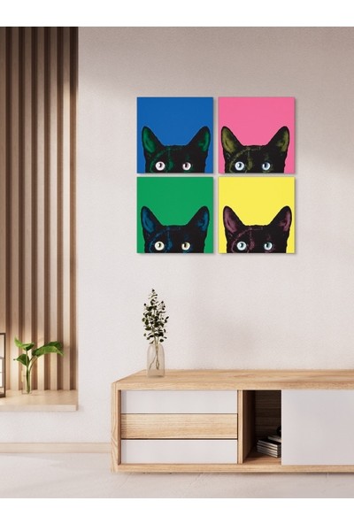 Wolawood 4 Parça Kedili Mdf Tablo Set