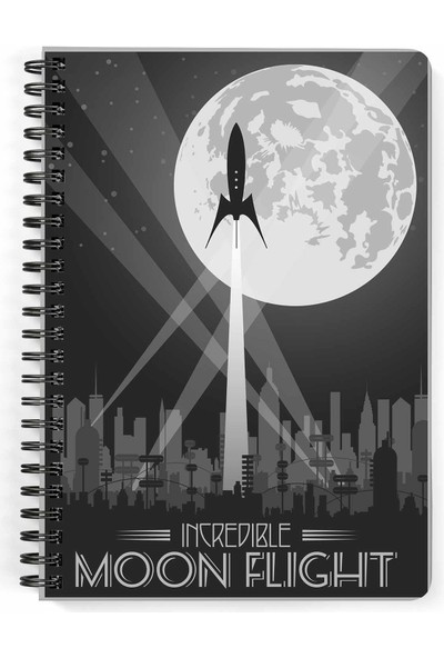 Hero Tasarım Moon Flight Baskılı Ahşap Kapaklı Defter 15X20 cm DFT5151 Hero Tasarım Moon Flight Baskılı Ahşap Kapaklı Defter 15X20 cm DFT5151