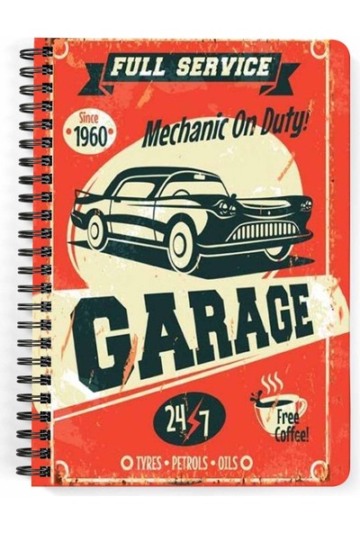 Hero Tasarım Garage Baskılı Ahşap Kapaklı Defter 15X20 cm DFT2940