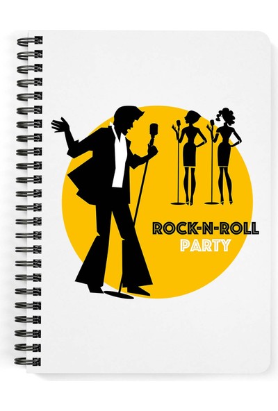 Hero Tasarım Rock Roll Baskılı Ahşap Kapaklı Defter 15X20 cm DFT1574