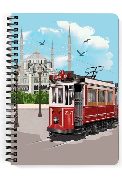 Hero Tasarım Taksim Tünel Baskılı Ahşap Kapaklı Defter 15X20 cm DFT5436
