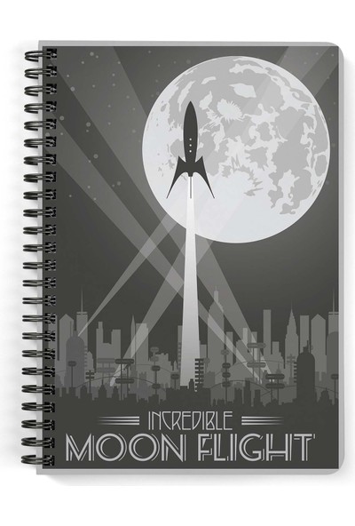 Hero Tasarım Moon Flight Baskılı Ahşap Kapaklı Defter 15X20 cm DFT563 Hero Tasarım Moon Flight Baskılı Ahşap Kapaklı Defter 15X20 cm DFT563