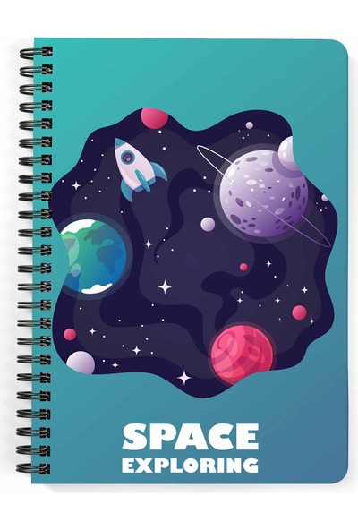 Hero Tasarım Space Exploring Baskılı Ahşap Kapaklı Defter 15X20 cm DFT5161