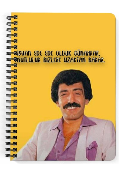 Hero Tasarım Müslüm Gürses Baskılı Ahşap Kapaklı Defter 15X20 cm DFT4112