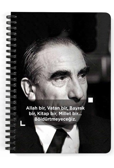 Hero Tasarım Alparslan Türkeş Baskılı Ahşap Kapaklı Defter 15X20 cm DFT3806