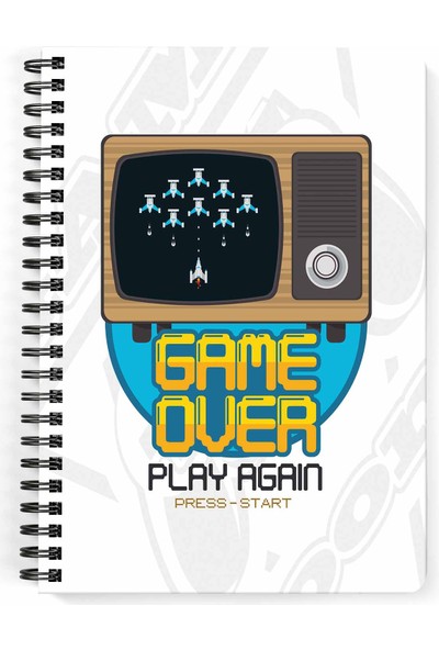 Hero Tasarım Game Over Baskılı Ahşap Kapaklı Defter 15X20 cm DFT5324 Hero Tasarım Game Over Baskılı Ahşap Kapaklı Defter 15X20 cm DFT5324