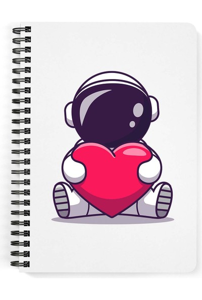 Hero Tasarım Astronot Kalbi Baskılı Ahşap Kapaklı Defter 15X20 cm DFT1851 Hero Tasarım Astronot Kalbi Baskılı Ahşap Kapaklı Defter 15X20 cm DFT1851