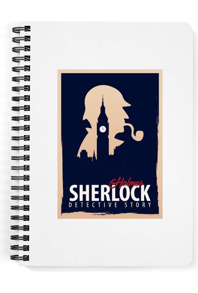 Hero Tasarım Sharlock Holmes Baskılı Ahşap Kapaklı Defter 15X20 cm DFT1139