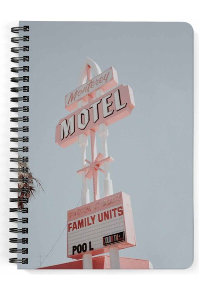 Hero Tasarım Motel Baskılı Ahşap Kapaklı Defter 15X20 cm DFT3289
