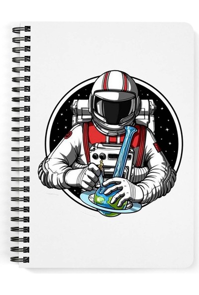 Hero Tasarım Astronot Baskılı Ahşap Kapaklı Defter 15X20 cm DFT6103
